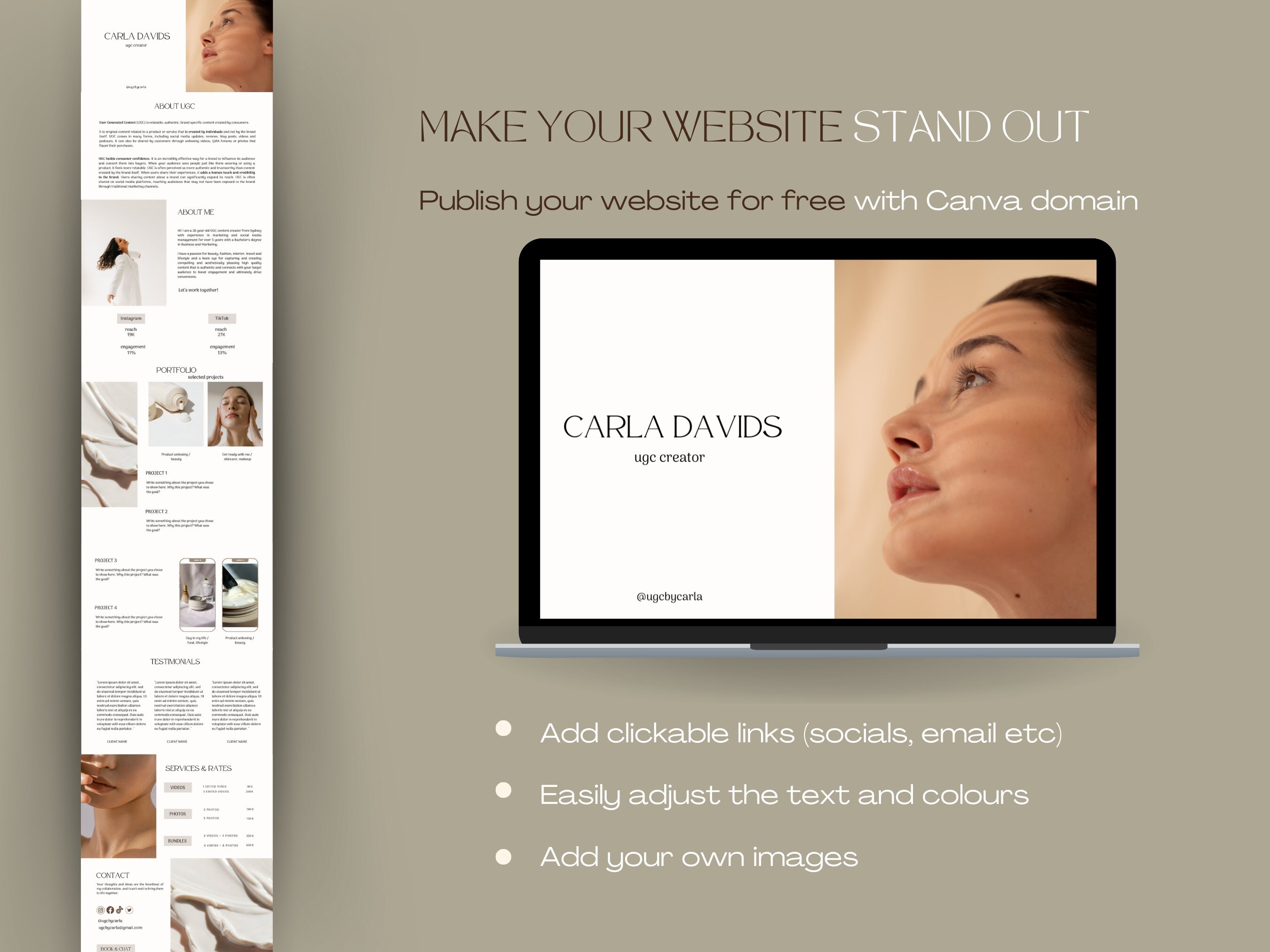 UGC Portfolio Website Template, UGC Media Kit, Content Creator - Etsy