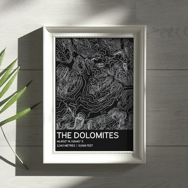 The Dolomites Map, Dolomites Print, Topographic Design, Italian Poster ...
