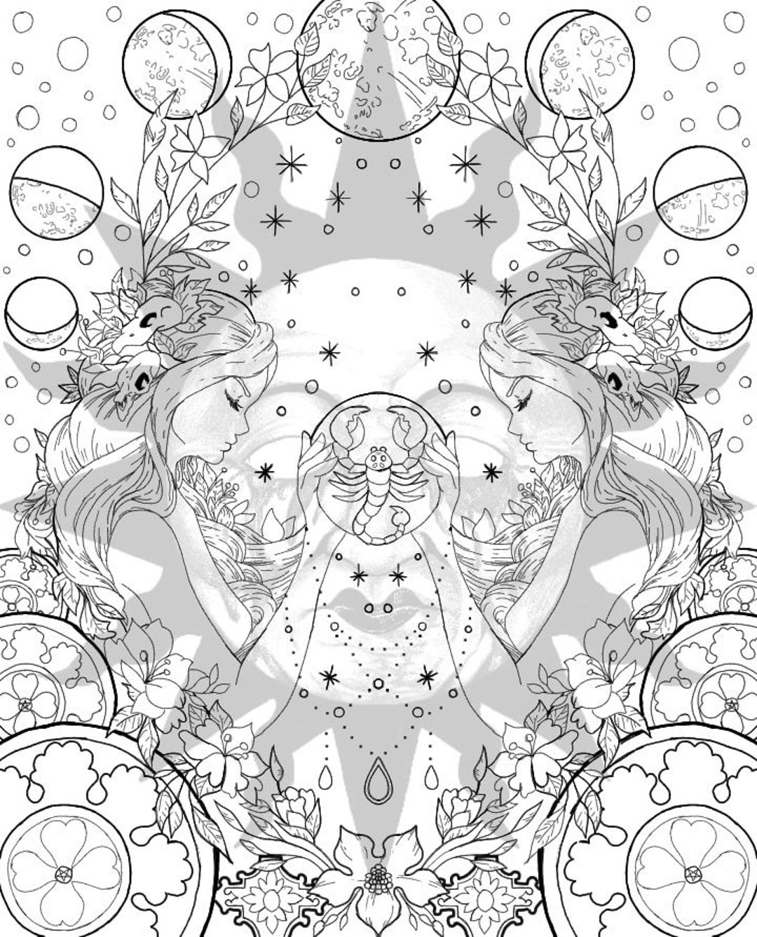 Celestial Embrace Coloring Page - Etsy