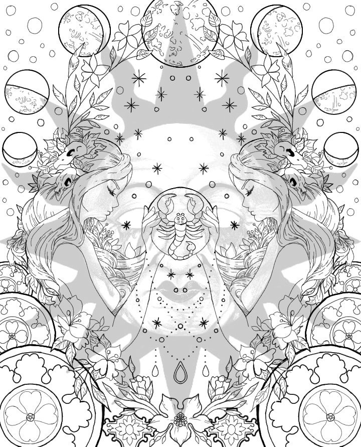 Celestial Embrace Coloring Page - Etsy