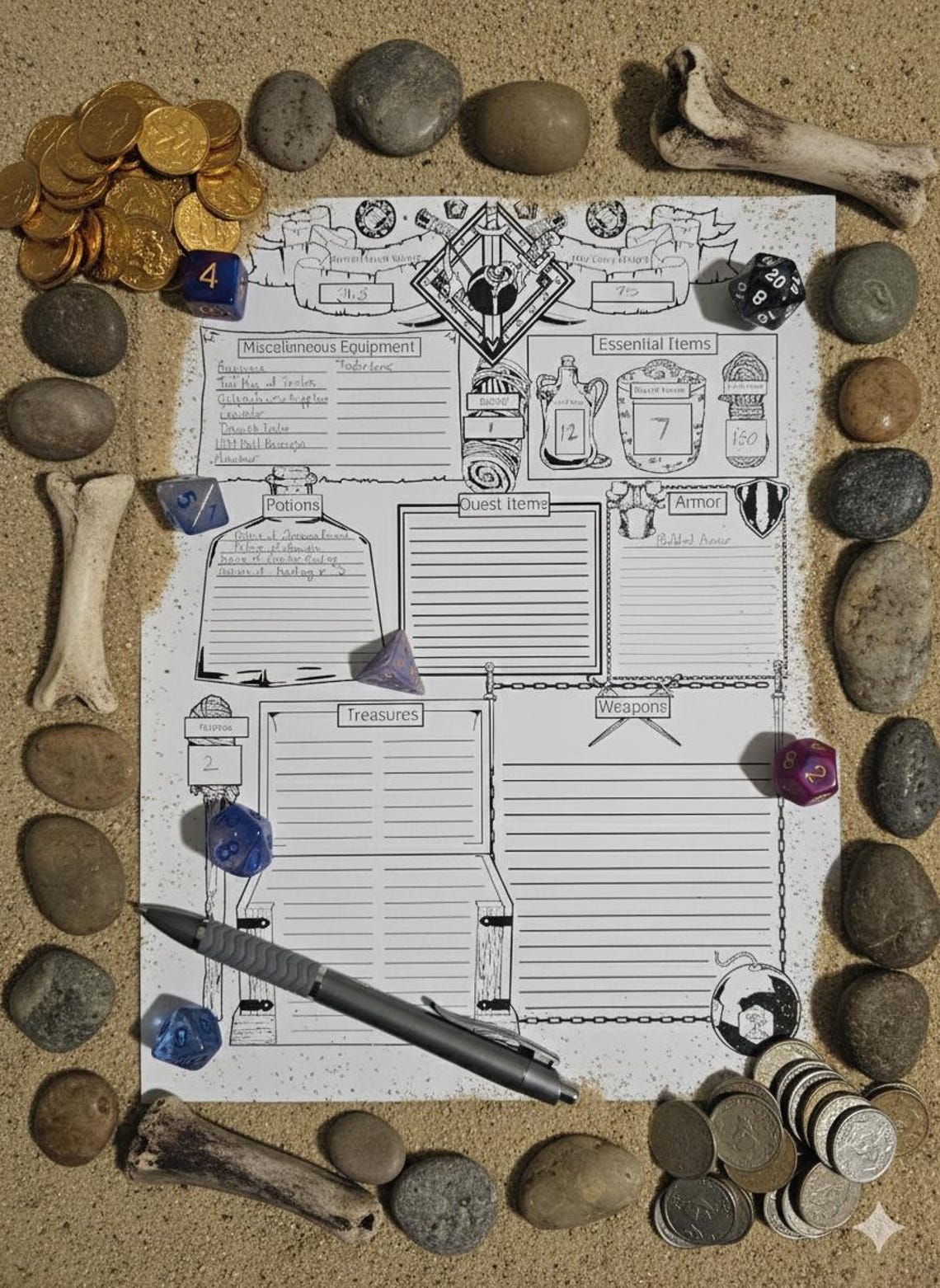 D&D 5e Printable Inventory Sheet | Digital Download | Organized ...