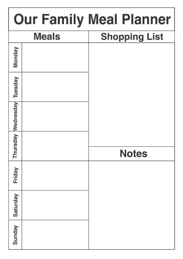 Family Meal Planner, Digital Download, Food Planner, Shopping List ...