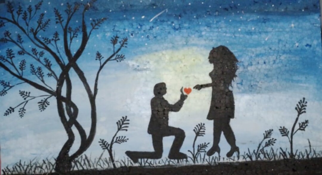 Couple Proposing Romantic Painting. - Etsy