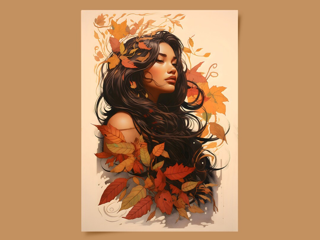 Native American Woman Style Autumn Fall Nature Poster - Etsy