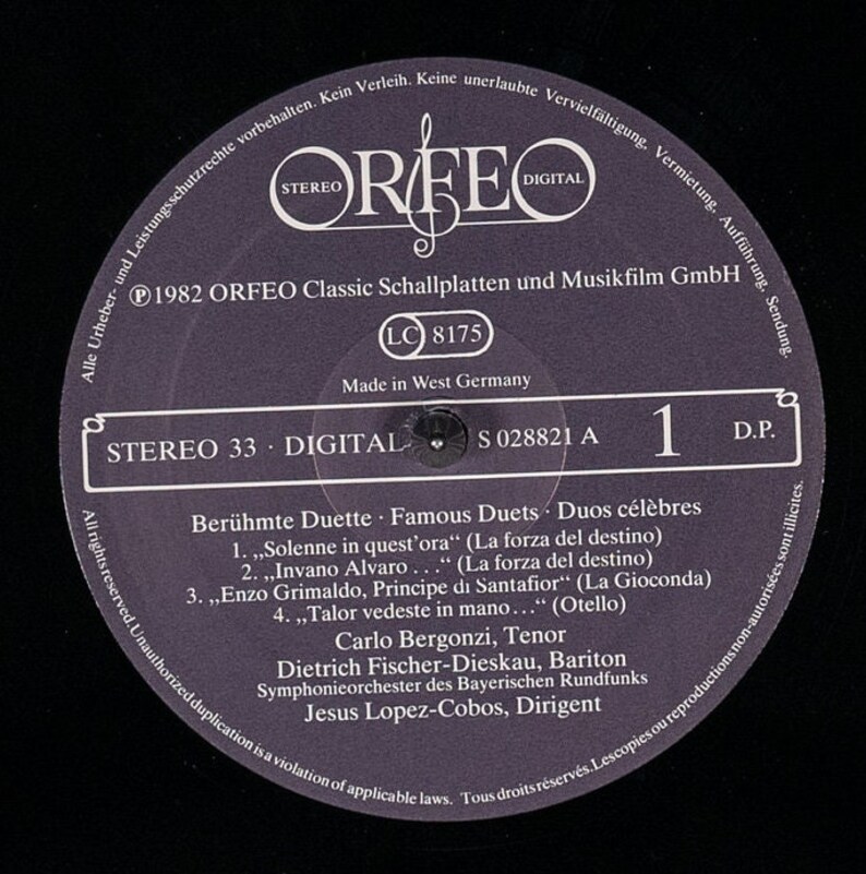 Carlo Bergonzi • Dietrich Fischer-dieskau • Jesus Lopez-cobos ...