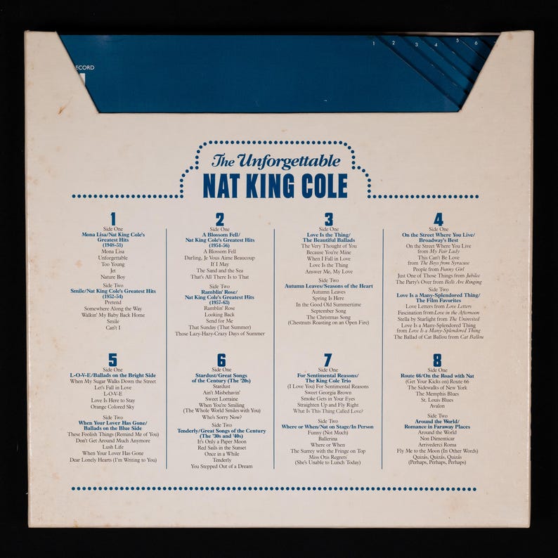 The Unforgettable Nat King Cole 8-LP - Etsy