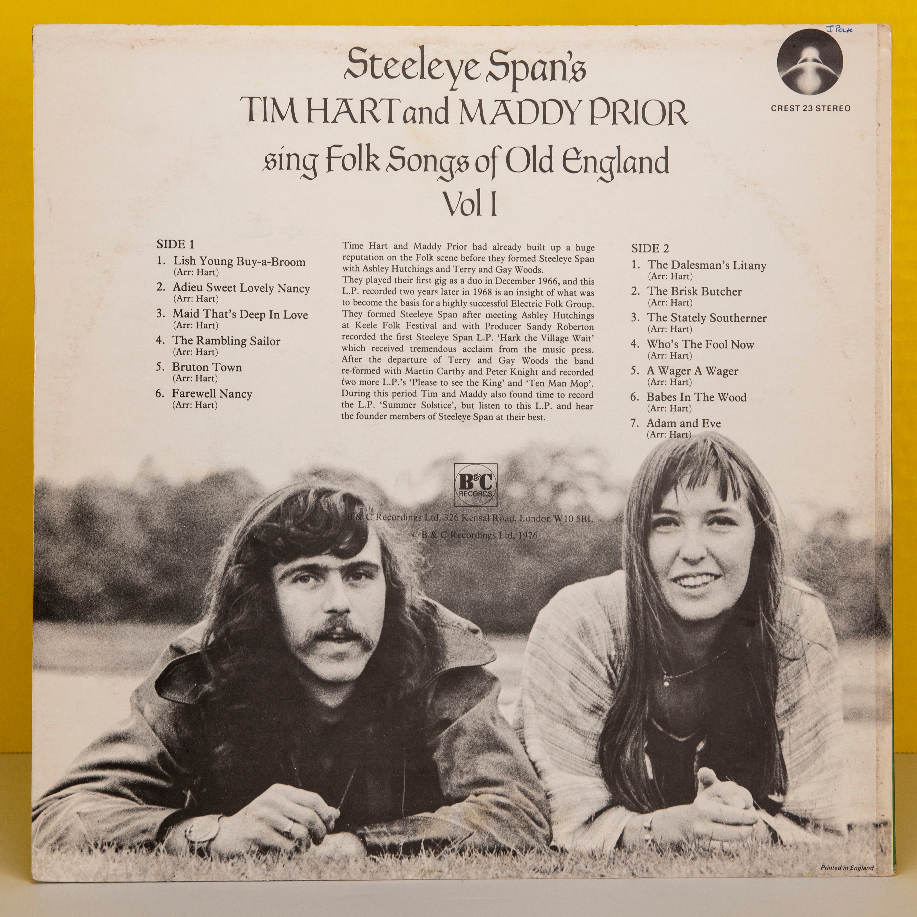 Steeleye Span's Tim Hart and Maddy Prior Sing Folk Songs of Old England Vol I LP - Etsy