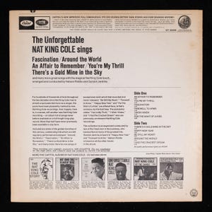 The Unforgettable Nat King Cole Sings the Great Songs LP - Etsy
