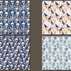 Watercolor Halloween Seamless Patterns, Halloween Digital Papers, 20 ...