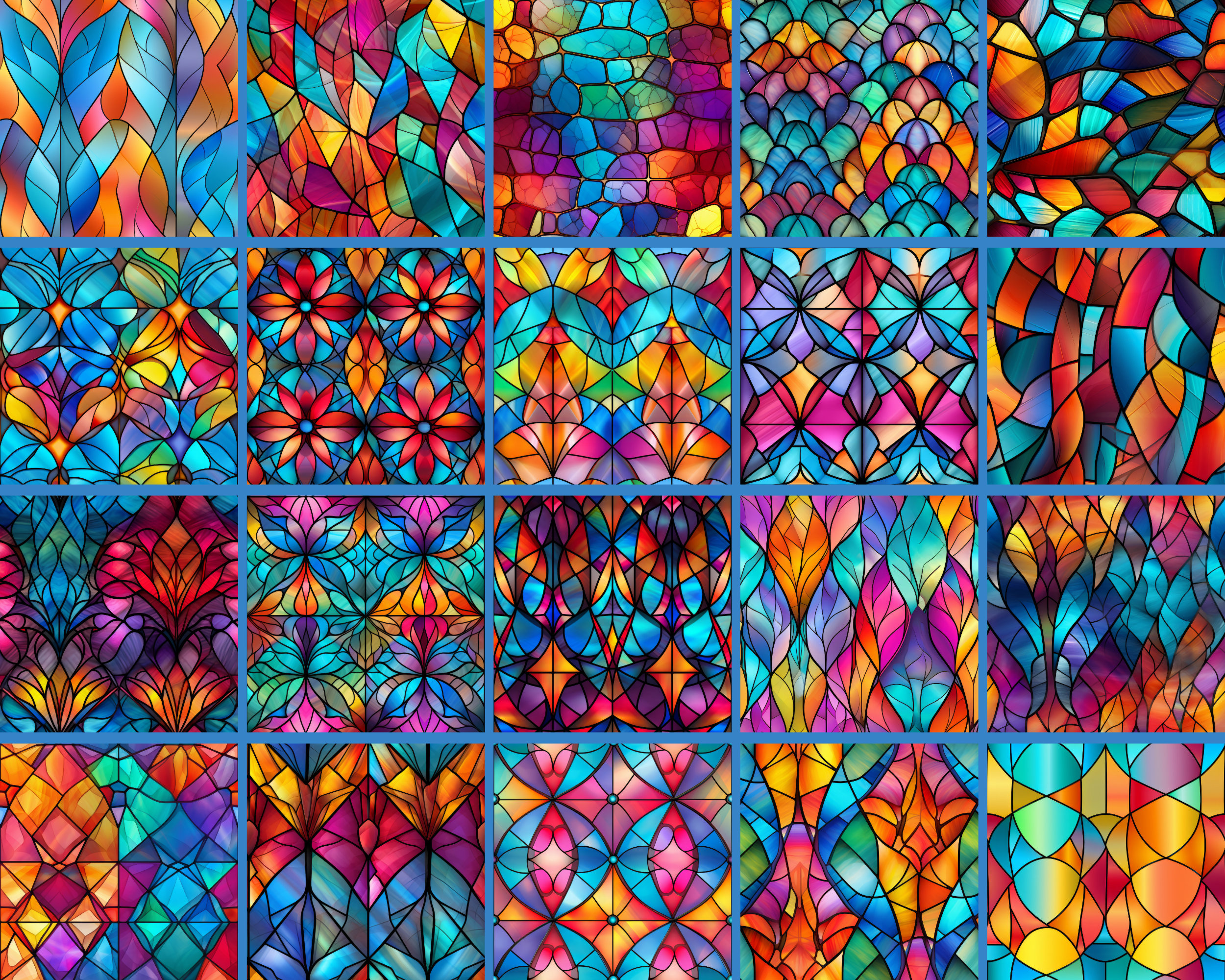 Stained Glass Seamless Patterns - Stained Glass Digital Papers, 20 ...