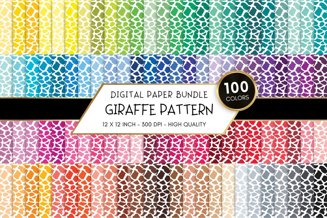100 Giraffe Patterns Digital Papers, Safari Animal Print, 12x12in ...