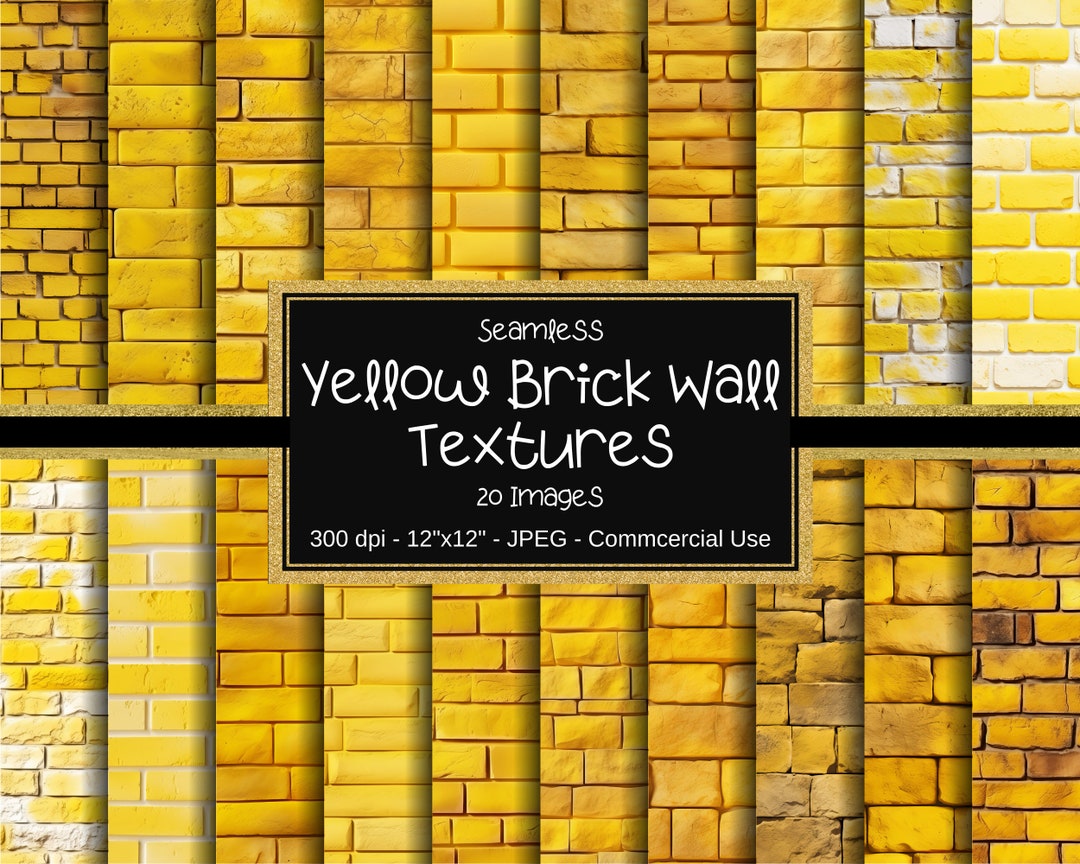 Yellow Brick Textures Seamless Digital Paper, Rustic Brick Wall Pattern ...