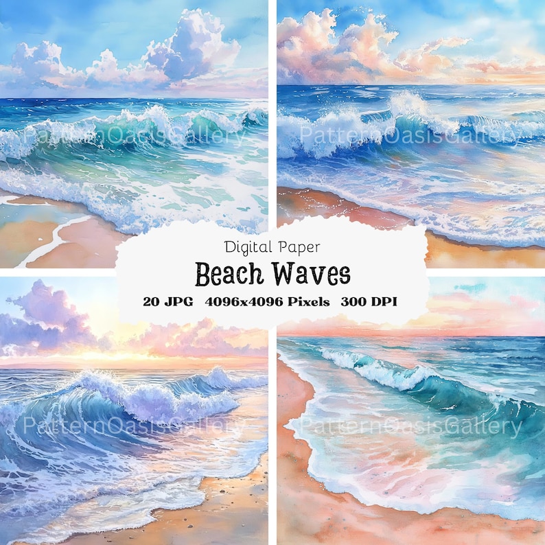 20 Seascape Beach Images, Ocean Clipart Bundle, Jpgs, Junk Journal ...