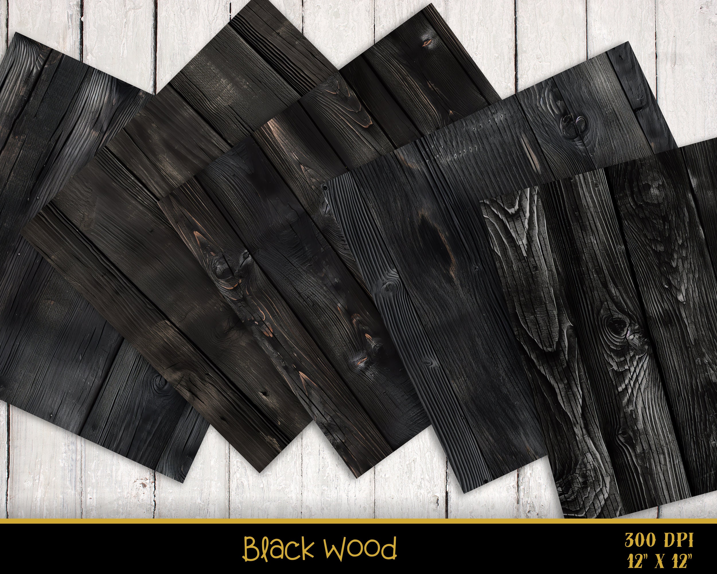 Black Wood Textures Digital Paper, Seamless Rustic Wood Digital Paper ...