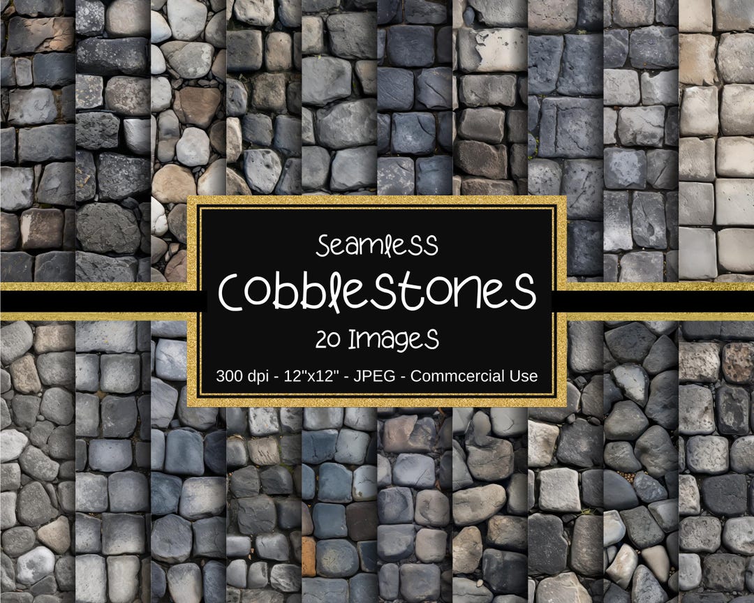 Cobblestones Seamless Digital Paper, Seamless Cobblestone Patterns ...