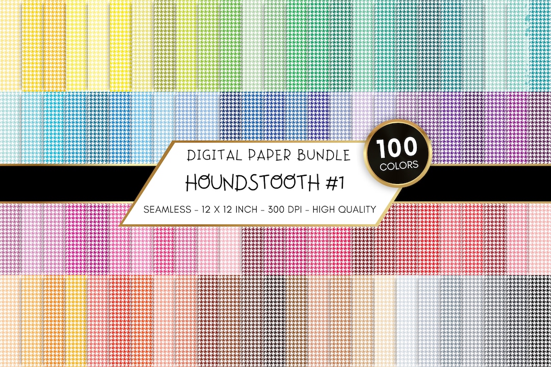 100 Houndstooth Seamless Digital Paper, 100 Colors, Scrapbook Papers ...