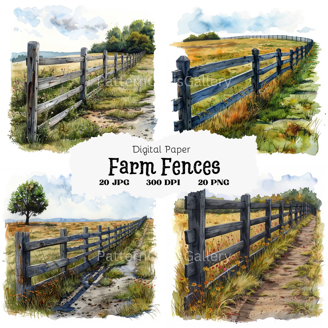 Farm Fences Clipart, Farm Fence Clip Art, Country Clipart, 20 Designs ...