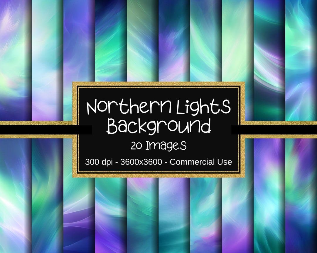 Northern Lights Digital Paper, Northern Lights Backgrounds, Aurora ...