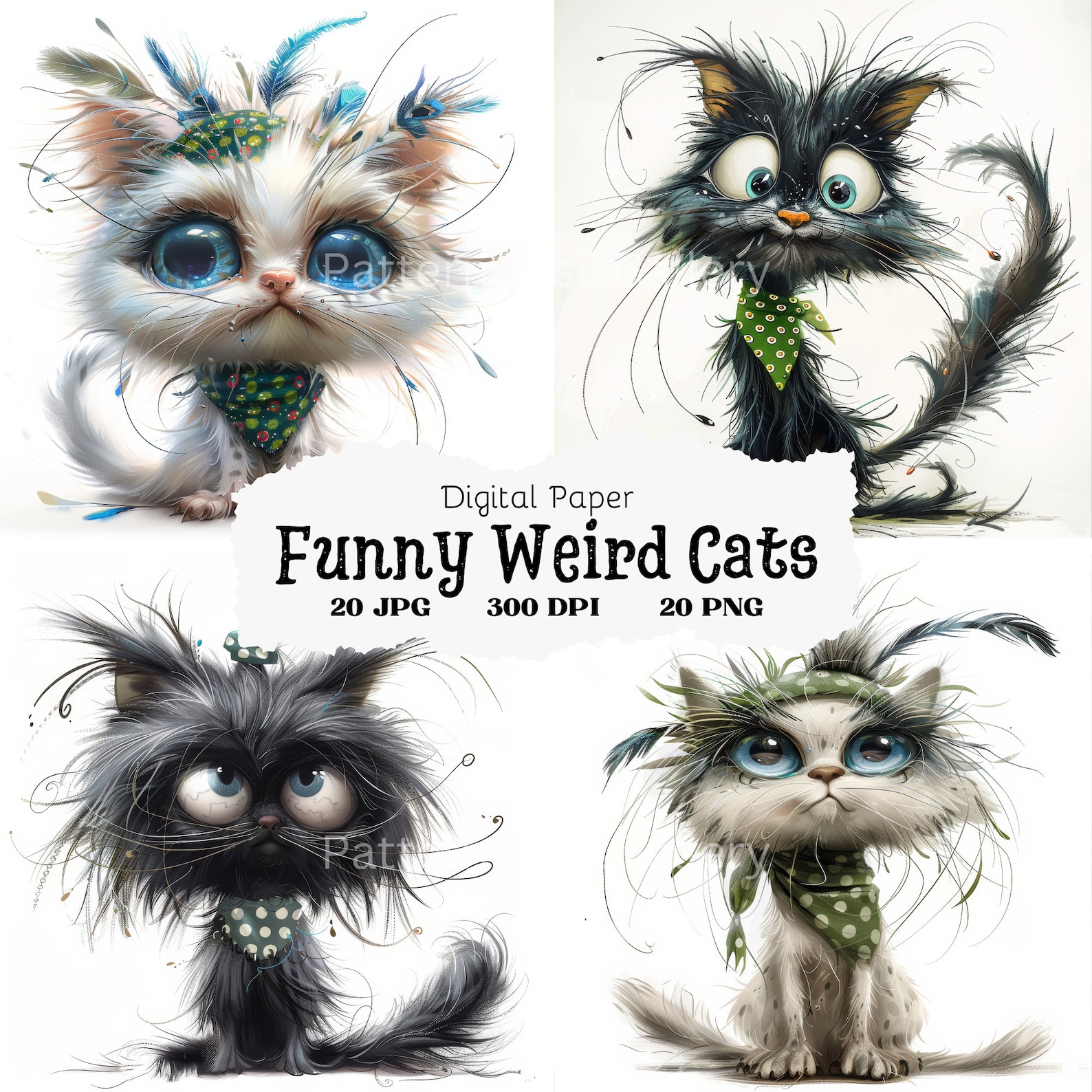 20 Quirky Cat Clip Art, Funny Cat Images, Cat Clipart, Printable ...