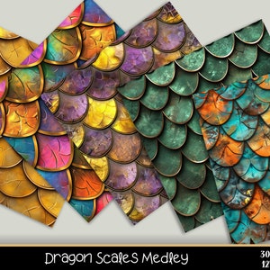 Dragon Scales Seamless Digital Paper, Dragon Scales Bundle Medley ...