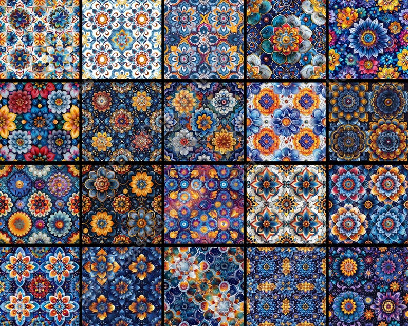 Colorful Mandala SEAMLESS Patterns, Floral Mandala Digital Papers ...