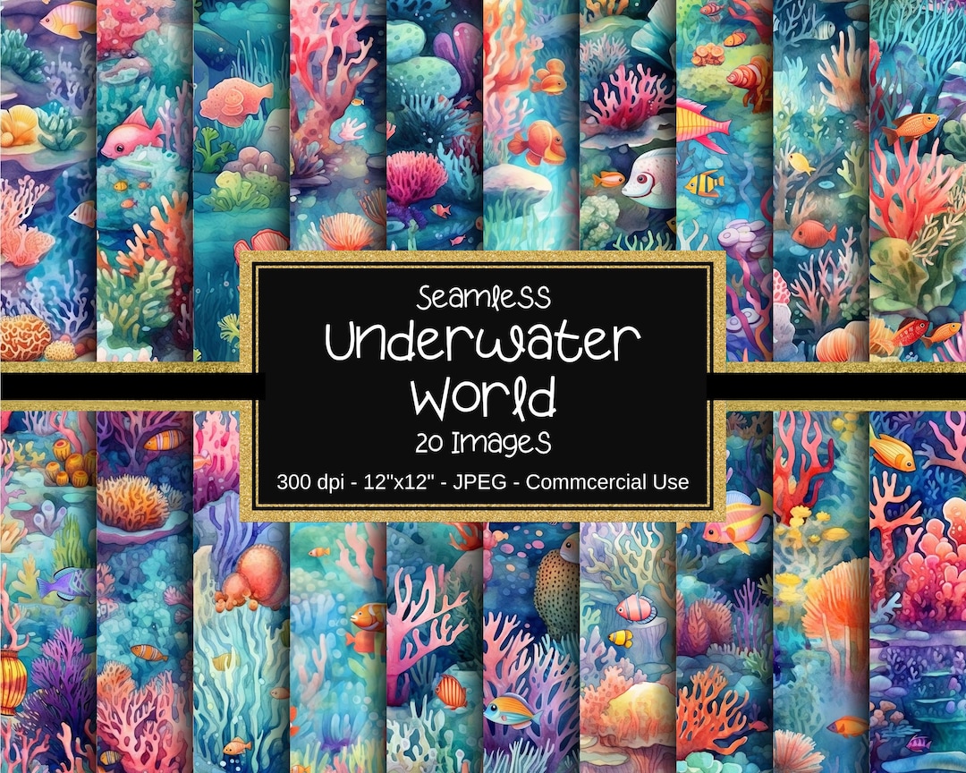 Underwater World Digital Paper, Under the Sea Background, Nature Ocean ...