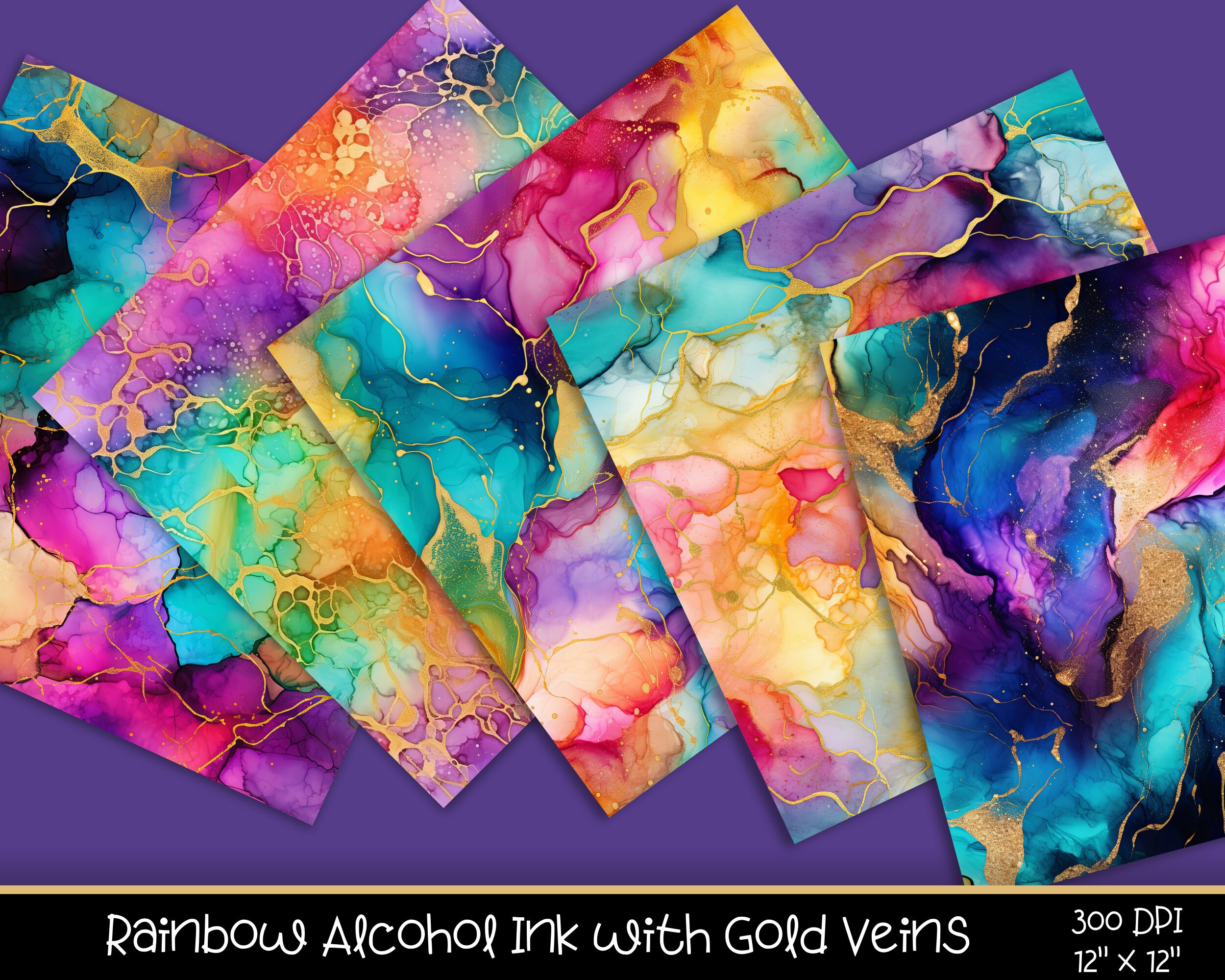 Alcohol Ink SEAMLESS Rainbow Patterns, Alcohol Ink Digital Paper, 20 ...