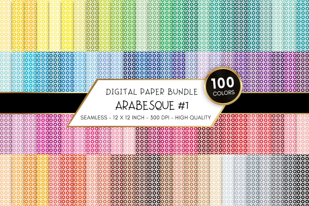 100 Arabesque Seamless Digital Paper, 100 Colors, Scrapbook Papers ...