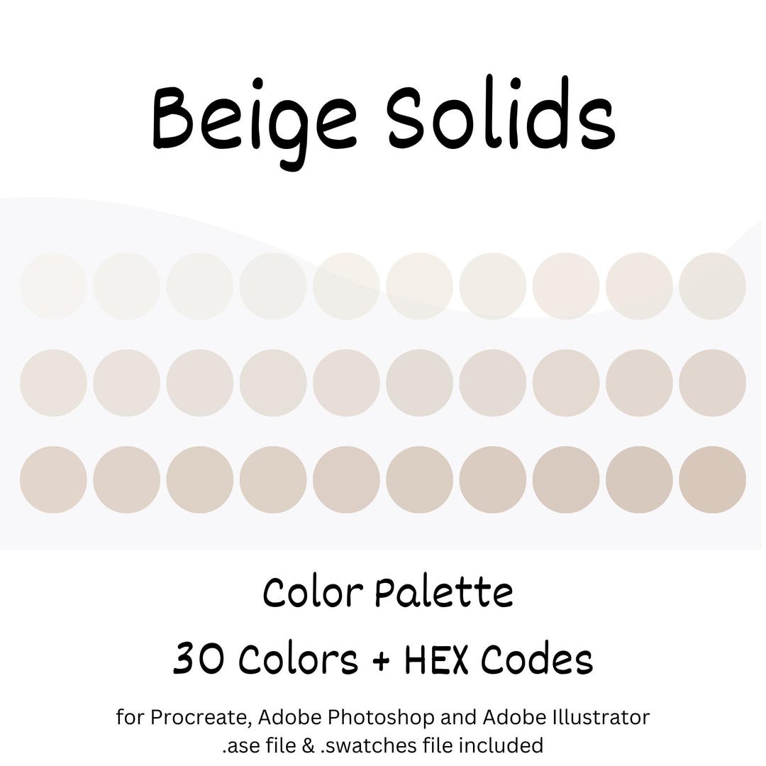 Beige Solids Digital Color Palette, iPad Procreate, Adobe Photoshop ...