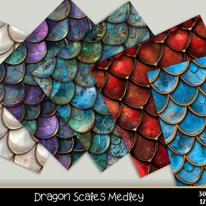 Dragon Scales Seamless Digital Paper, Dragon Scales Bundle Medley ...