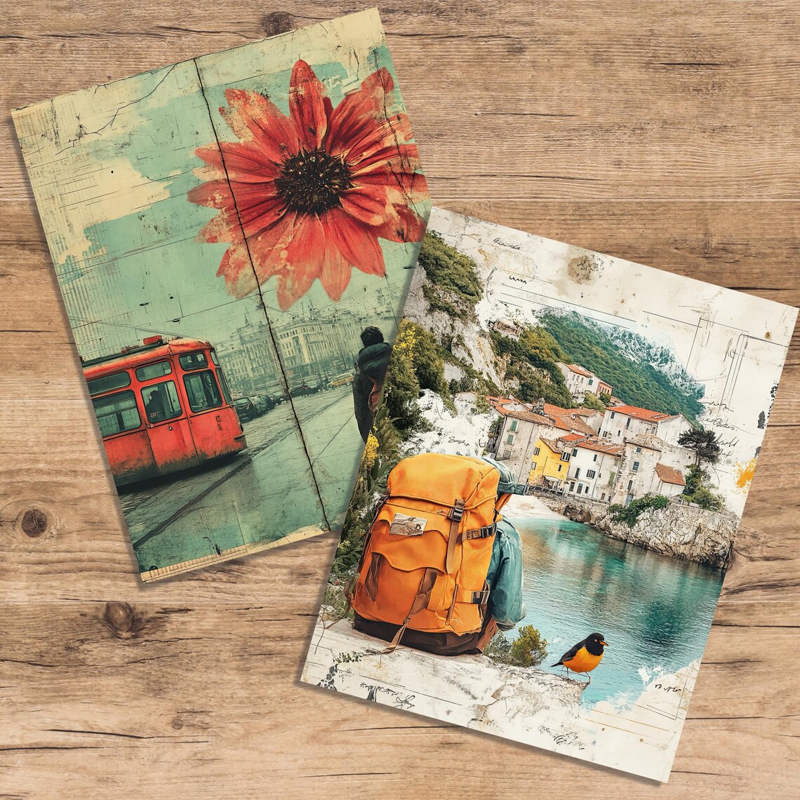 Vintage Travel Junk Journal Pages, Distressed Ephemera (digital ...