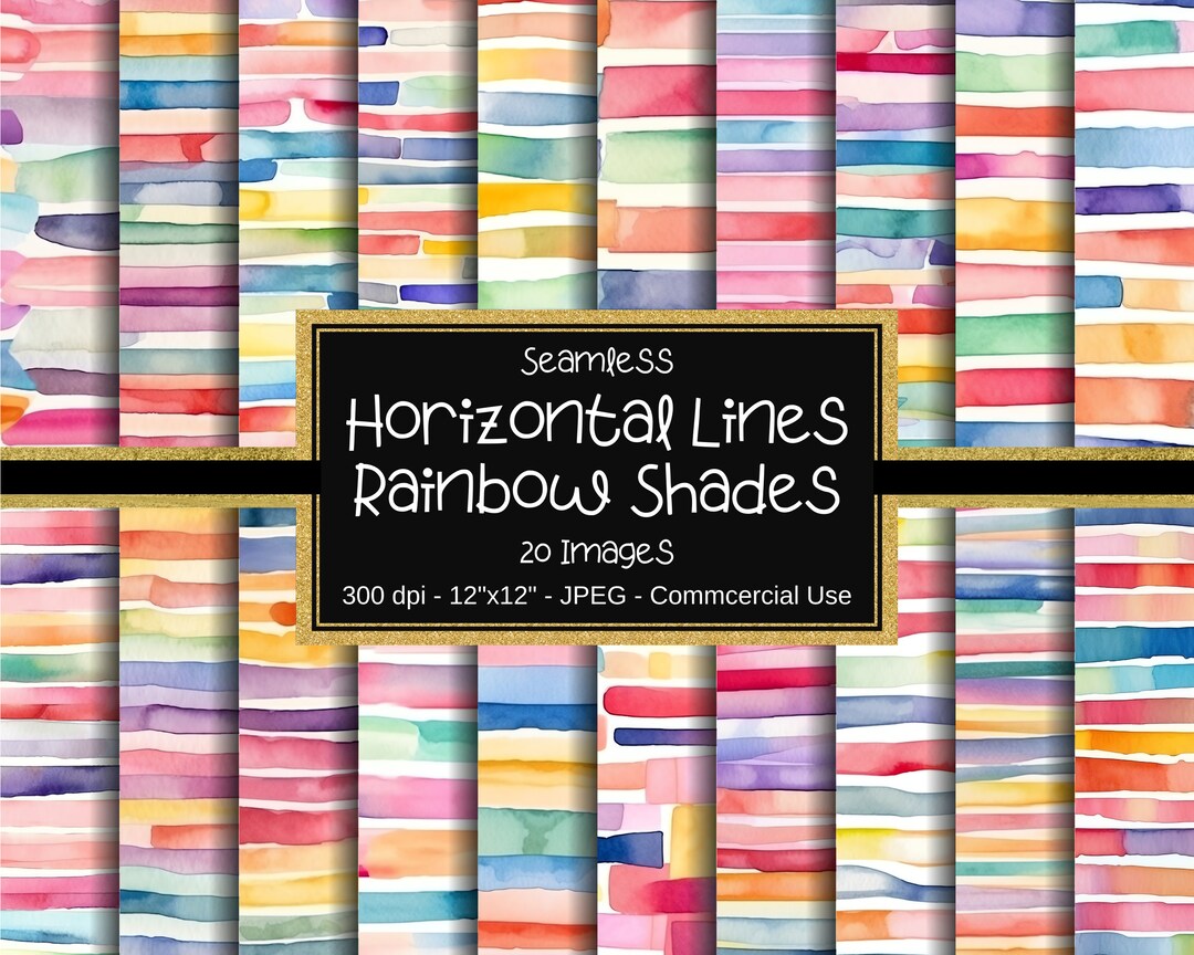 Rainbow Watercolor Horizontal Lines - Commercial Use, Colorful Stripes ...