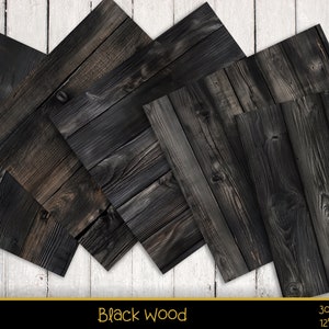 Black Wood Textures Digital Paper, Seamless Rustic Wood Digital Paper ...