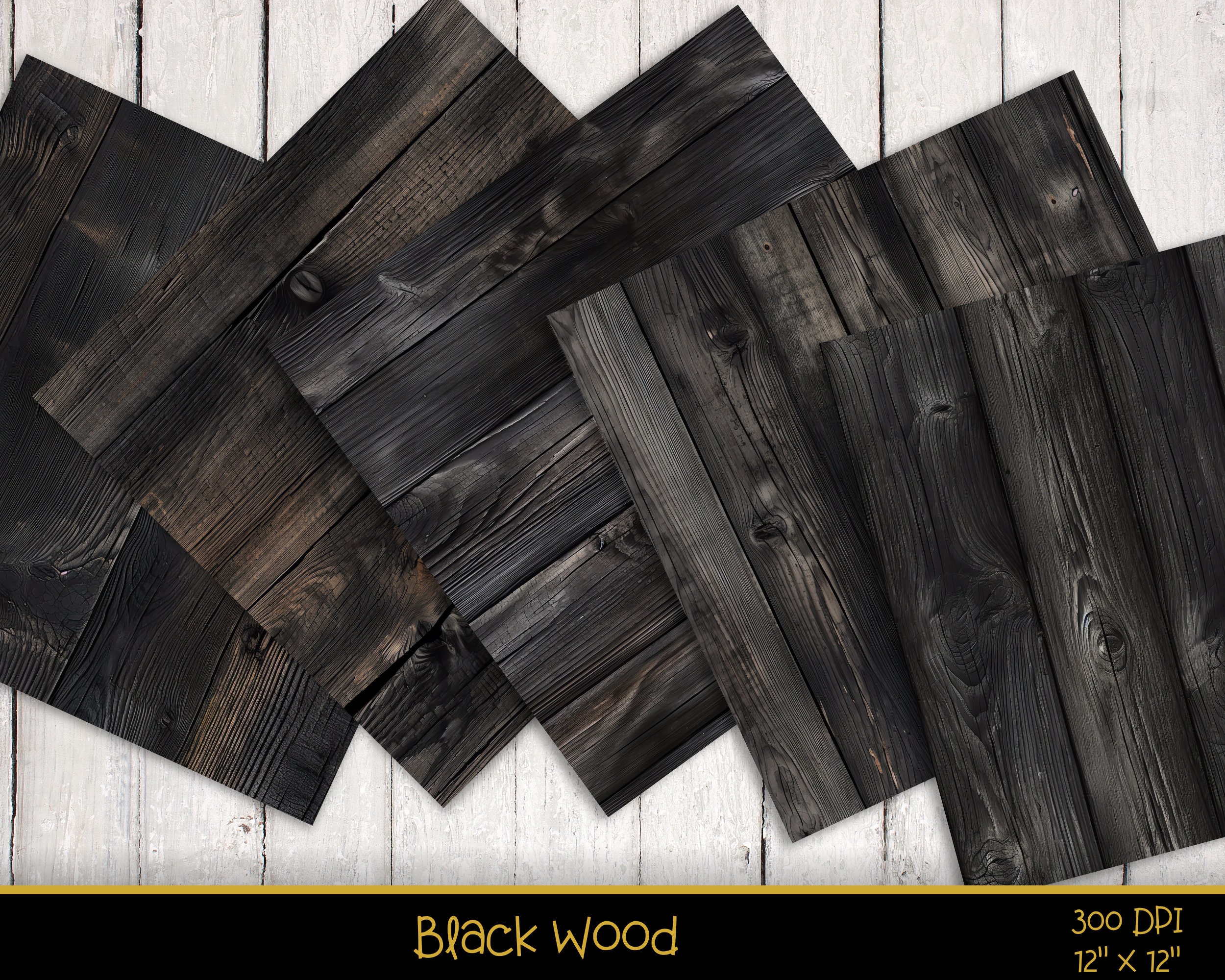 Black Wood Textures Digital Paper, Seamless Rustic Wood Digital Paper ...