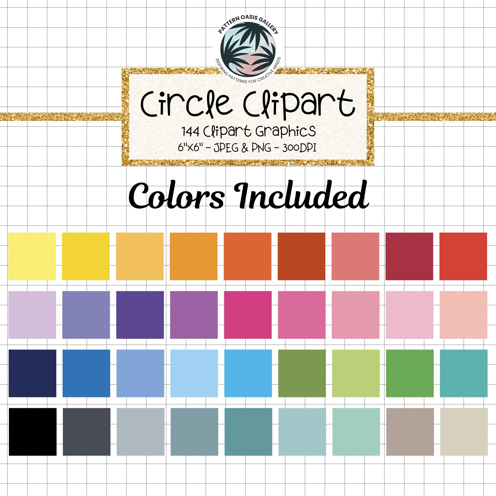 Circles Clipart Pack: Rainbow Colors, Round Geometric Clip Art Graphics ...