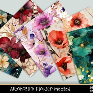 Alcohol Ink Flowers Seamless Digital Paper, Floral Background, 20 ...