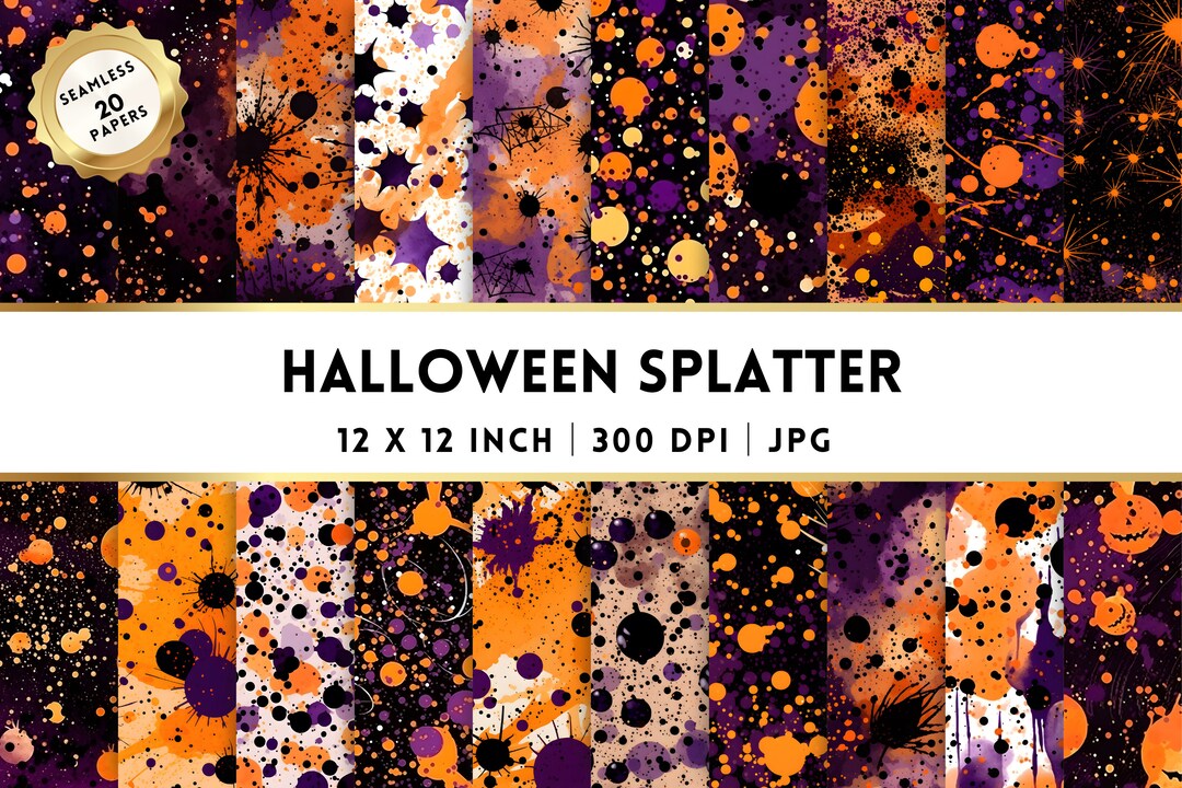 Halloween Splatter Abstract Digital Papers 20 Seamless Patterns ...