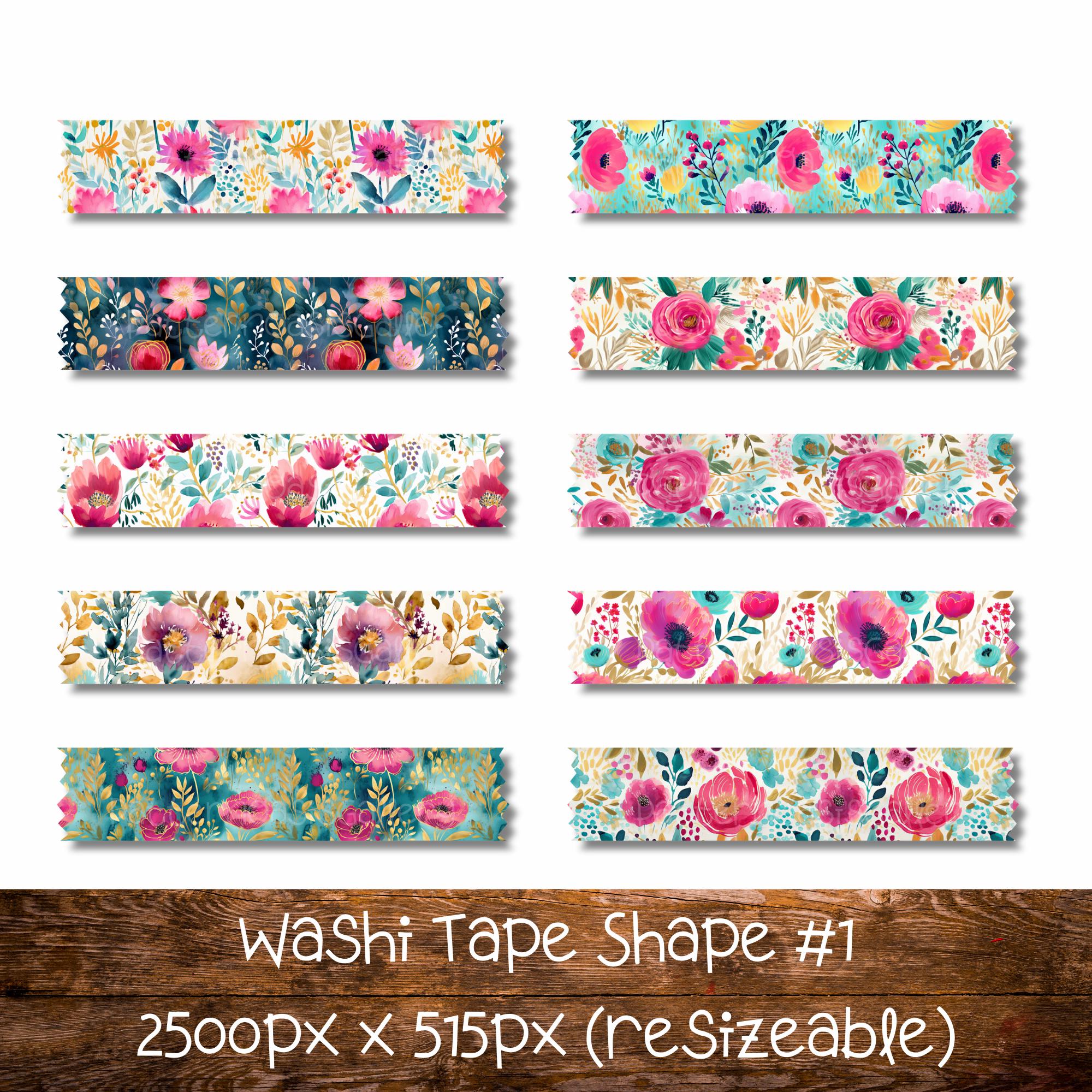 Digital Washi Tape Clipart, Summer Florals, Washi Tape for Digital ...