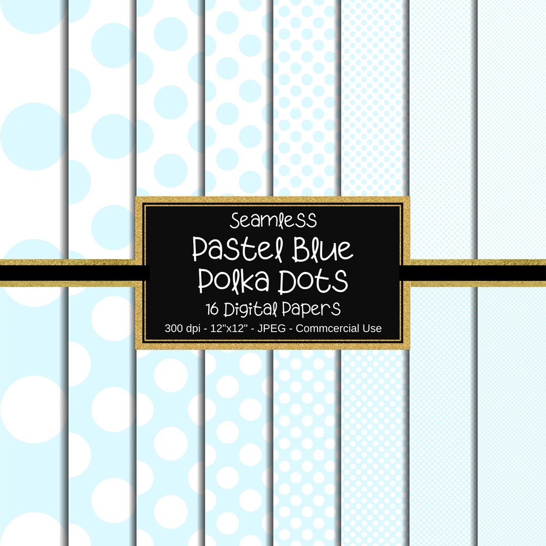 Blue Dots Seamless Digital Paper, 12"x12", 16 Papers, Small Polka Dots ...