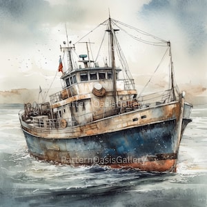 20 High Quality Designs of Fishing Trawlers Clip Art, Jpgs, Journaling ...