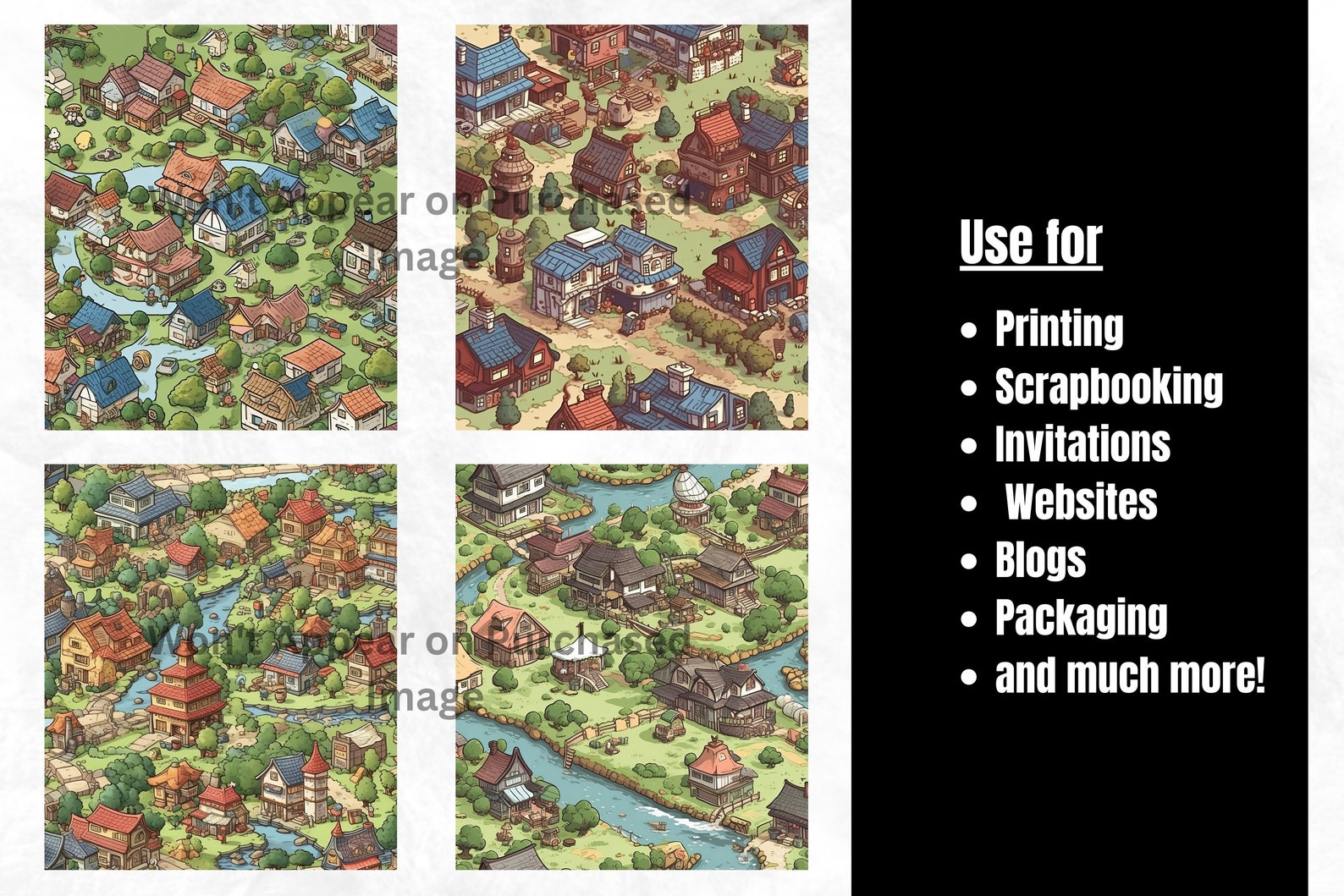 Anime Style Village Seamless Background Patterns, Landscapes, Printable ...