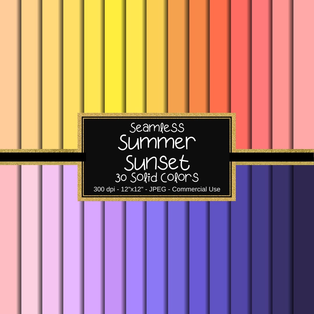 Summer Sunset Digital Paper Pack, Base Digital Paper, Printable Solid ...