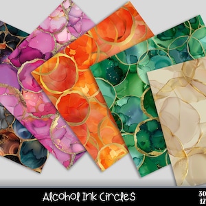 Alcohol Ink Circles SEAMLESS Patterns, Colorful Alcohol Ink Digital ...