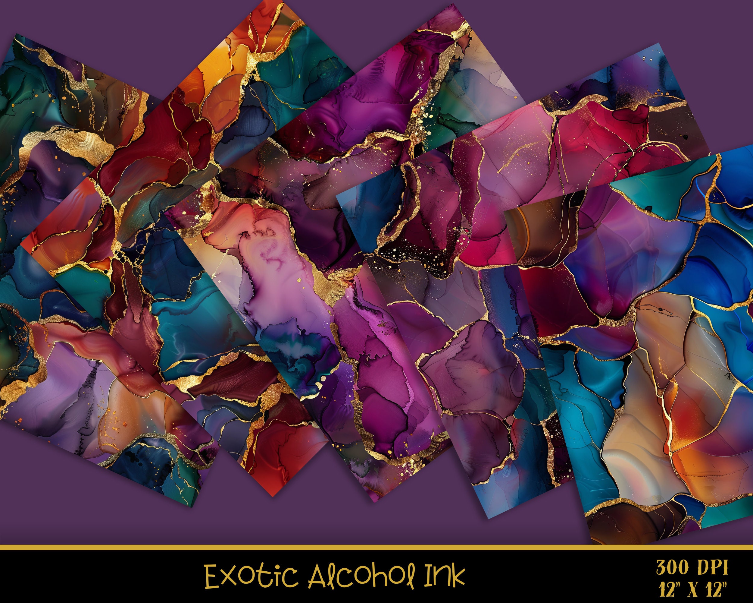 Alcohol Ink SEAMLESS Exotic Patterns, Alcohol Ink Digital Paper, 20 ...