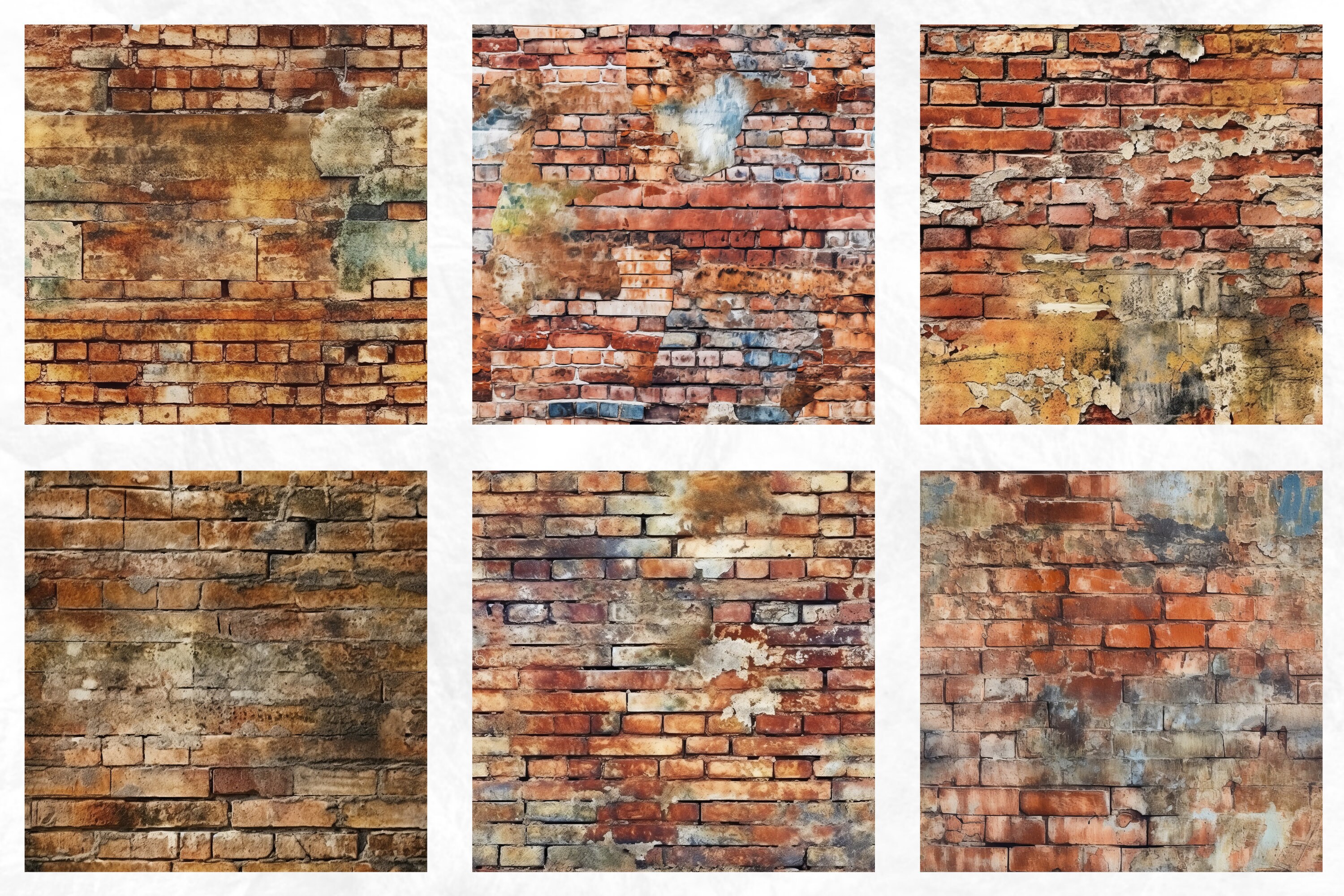 Aged Brick Wall Background, Digital Paper, Distressed Textures, Old ...