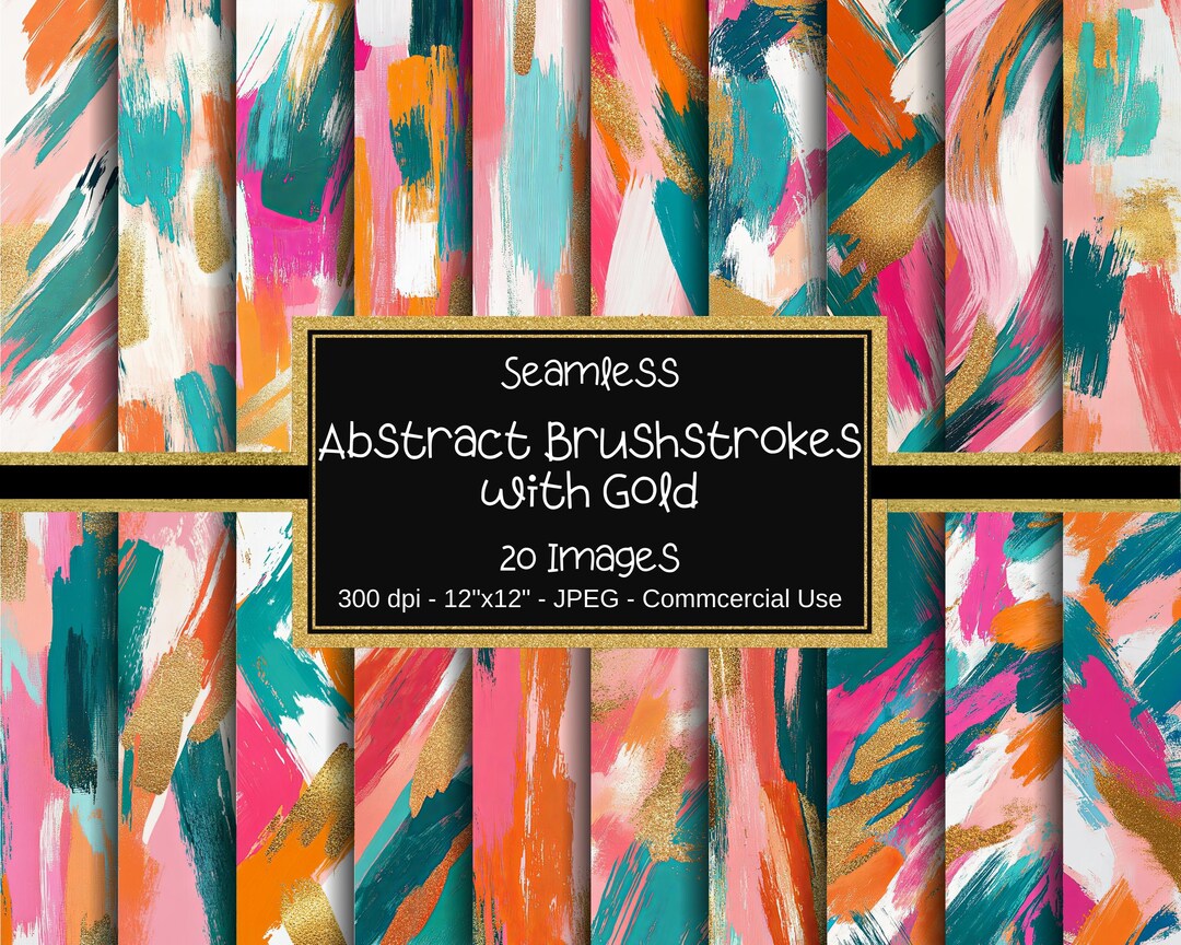 Abstract Brushstrokes Seamless Patterns, Brushstrokes Digital Paper ...