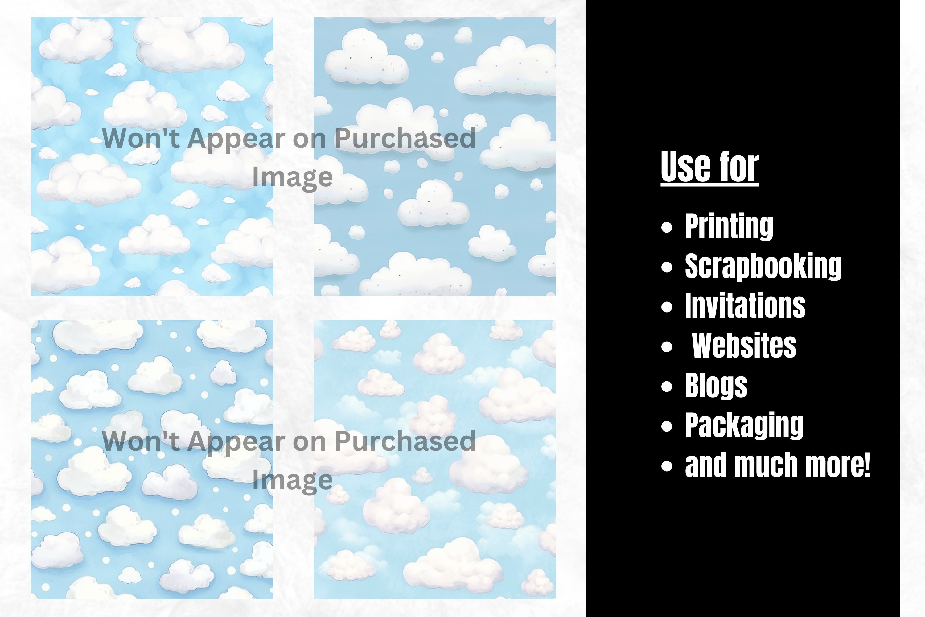 Watercolor Cloudy Skies Digital Paper Instant Download, Scrapbook Paper ...