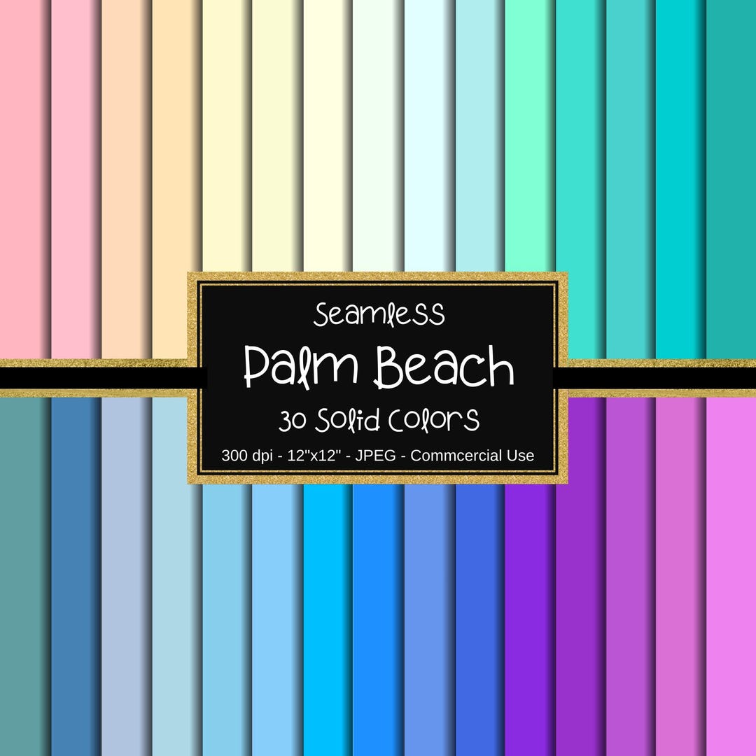 Palm Beach Solid Color Digital Paper Pack, Tropical Backgrounds ...