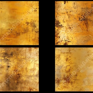 Distressed Gold Seamless Digital Paper, Gold Grungy Distressed Textures ...