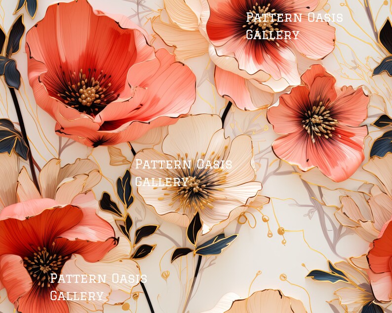 Alcohol Ink Flowers Seamless Digital Paper, Floral Background, 20 ...